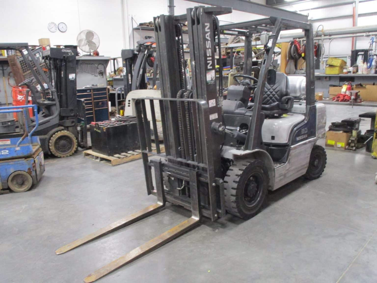 2012 Nissan PF50LP 5000 lb Capacity Pneumatic Forklift